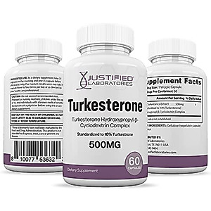Justified Laboratories (2 Pack Turkesterone 500mg 10% Standardized Naturally Increase Stamina Endurance Strength 120 Capsules