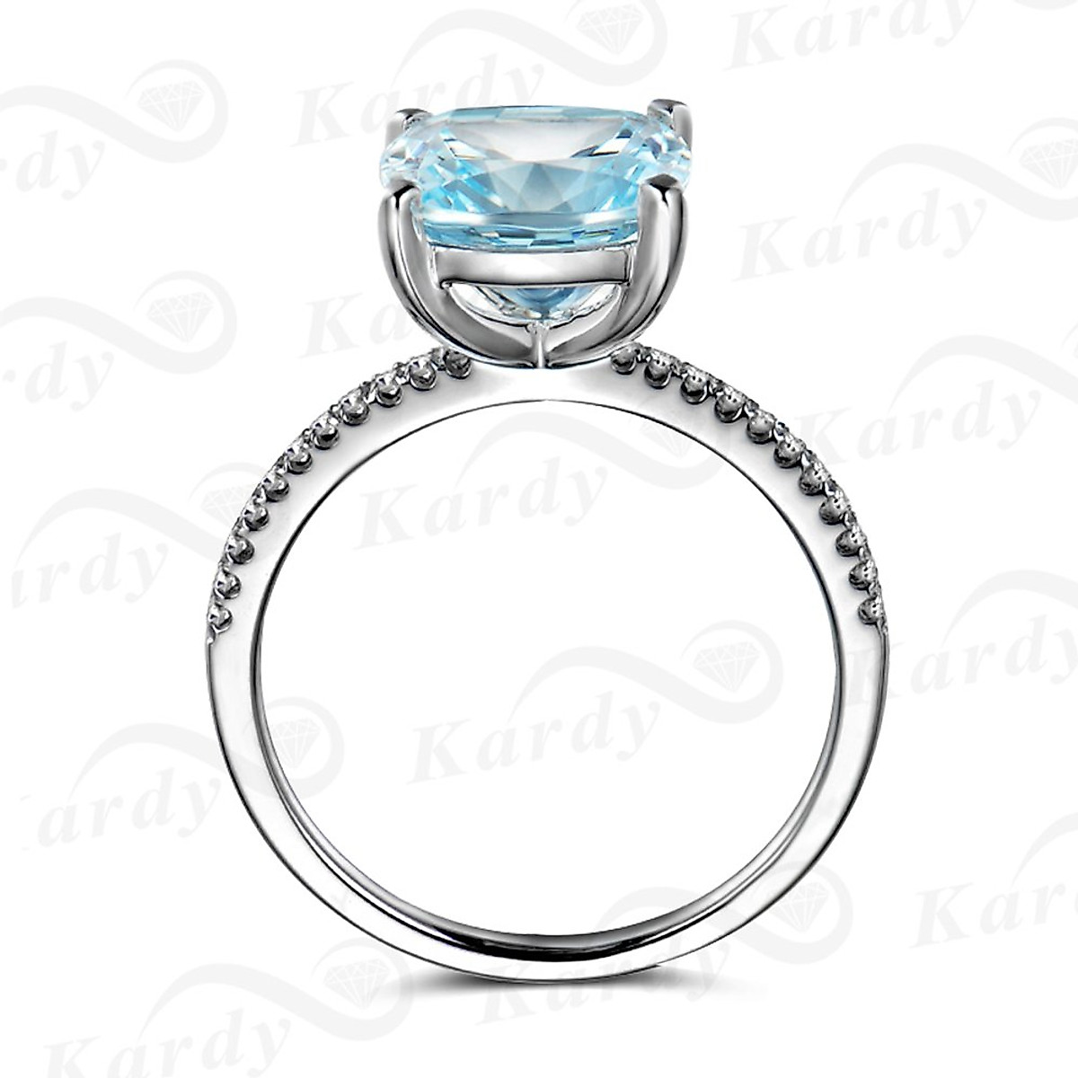 Promise Gemstone natural Aquamarine 14K White Gold Inlay 0.15ct Diamond in South Africa Wedding Engagement Ring For Women