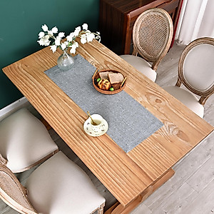 NEWISHER Farmhouse Rustic Table Runner Solid Grey Rectangular Table Runners Faux Linen Table Runner for Everyday Use Kitchen Dining Party Table 13x36 Inch