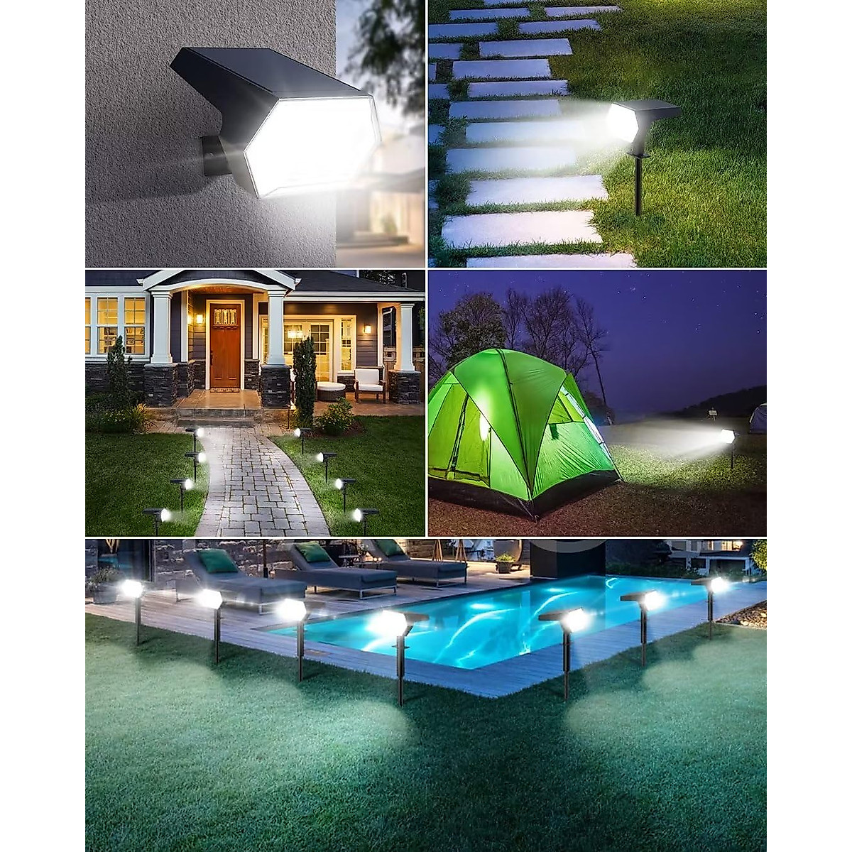 oditton Solar Spotlight, Solar Light, Solar Wall Light, Solar Garden Light, IP65 Waterproof, 4 Modes of Brightness, Self-Charging, Outdoor for Gardens, Courtyards, Fences, Paths, Patios