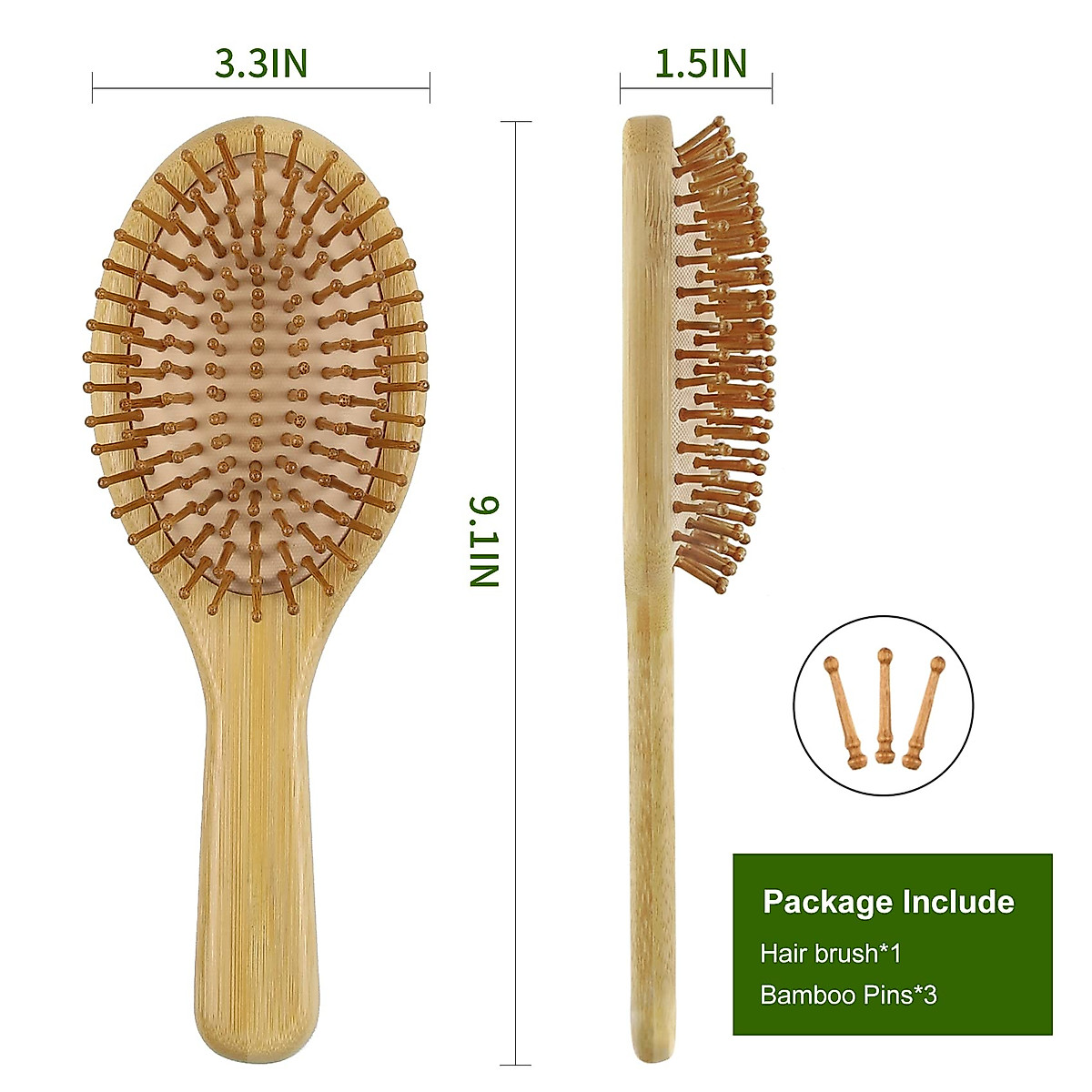 MRD Hair brush, Natural Bamboo Paddle Detangling Hairbrush, Massage Scalp Thick/Thin/Curly/Dry Hair For Women & Men Yellow