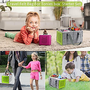 Carrying Case for Toniebox Starter Set & Storage Bag for Tonies Figurine, Waterproof Folding Bag with Handle Felt Cloth Musical Toy for Kids Toniebox & Accessories Green