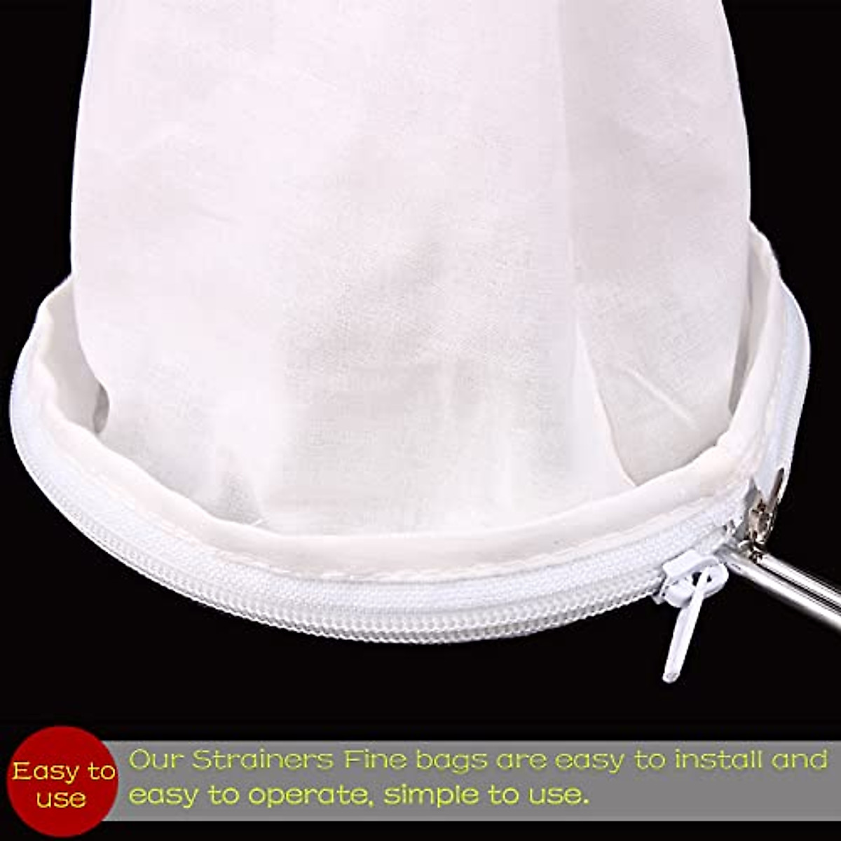 WMKGG Ultra Fine Mesh Strainer Bags, Reusable Mesh Filter Bags with Stainless Steel Handle Frame for Filter NutMilk, Coffee, Milk, Butter, Juices and Fresh Cheese (Small Size)