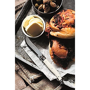 Laguiole Set of 6 Stainless Steel Butter Knives with Ivory Coloured Handle in Box