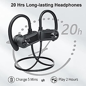 LOETRUY Wireless Sports Earbuds,Bluetooth Headphones,IP67 Waterproof with Mic, Stereo Sweatproof in-Ear Earphones, Noise Cancelling Headsets for Gym Running Workout,20Hrs Playtime