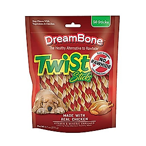Dreambone Chicken & Vegetable Twist Sticks, Dog Chew Sticks, Rawhide Free Treats for Dogs