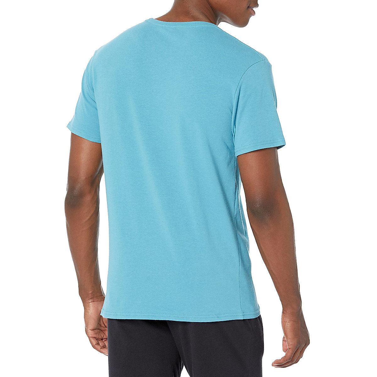 Hanes Men's Crew Undershirts, Moisture-Wicking Stretch Cotton Tee, 3-Pack, Chambray Jade, Black, Concrete Heather