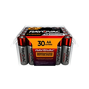 Rayovac Fusion AA Batteries (30 Pack), Double A Alkaline Batteries