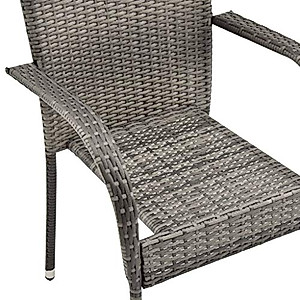 WHOPBXGAD 5 Piece Patio Dining Set Rattan Chair,Gardens Patio Furniture,Oak Patio Furniture Set,Sui for Gardens, lawns, terraces, poolsides, patios,Gray Poly Rattan