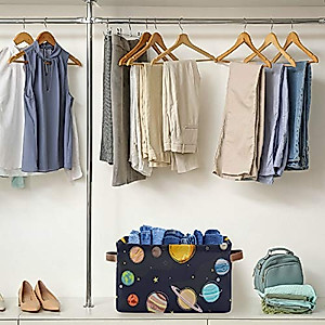 Storage Basket Cube Solar System Planet Large Collapsible Toys Storage Box Bin Laundry Organizer for Closet Shelf Nursery Kids Bedroom,15x11x9.5 in,1 Pack