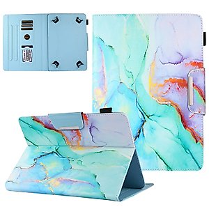 JZCreater 10 Inch Tablet Case, Universal 10 10.1 Inch Android Tablet Cover, Multi-Angle Viewing Stand Case for 9.5-10.5 Inch Tablet, Green Marble