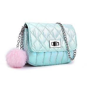 GLITZALL Cute Purses for Teen Girls Small Purse and Quilted Crossbody Bags for Women with Chain Strap, Nylon Lightweight, 8”