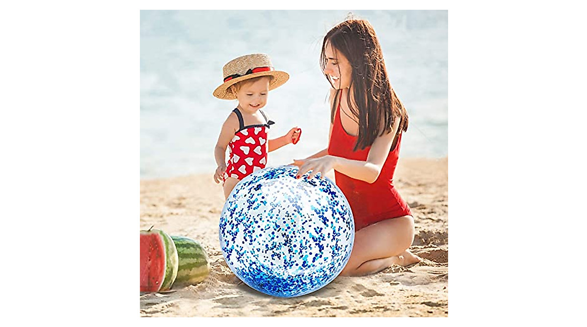 TURNMEON 5 Pack Jumbo Sequins Beach Balls for Fun
