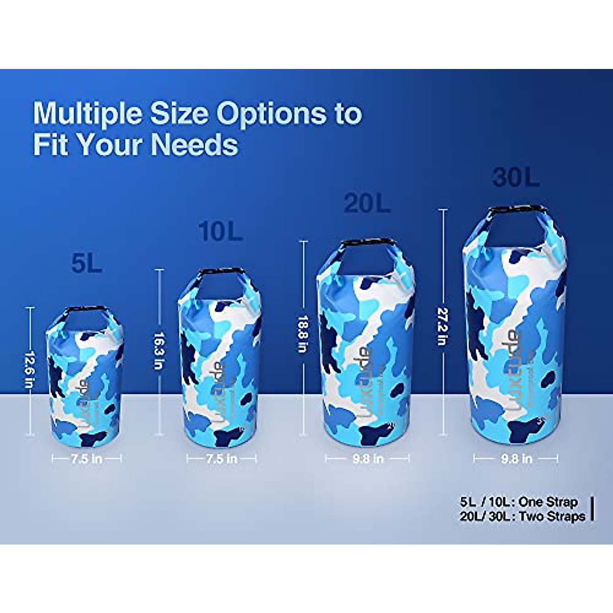 Luxtude Waterproof Dry Bag Backpack, 5L Roll Top Portable Dry Sack Waterproof Bag with Phone Case, Floating Waterproof Dry Bag for Kayaking, Swimming, Boating, Surfing, Hiking, Beach etc.