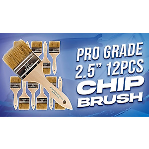 Pro Grade - Chip Paint Brushes - 12 Ea 2 Inch Chip Paint Brush Light Brown