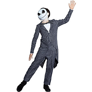 Party City Jack Skellington Costume for Boys - Disney Nightmare Before Christmas Costume Includes Jumpsuit, Bow Tie, & Mask - Costumes for Halloween, Birthday Parties & Themed Events