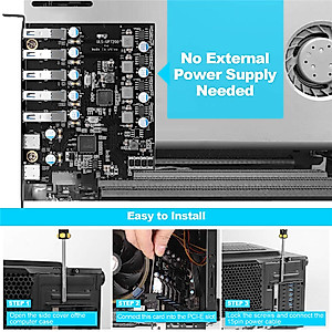 PCI-E to USB 3.0 7-Port(2X USB-C - 5X USB-A) Expansion Card,PCI Express USB Add in Card, Internal USB3 Hub Converter for Desktop PC Host Card Support Windows 10/8/7/XP and MAC OS 10.8.2 Above