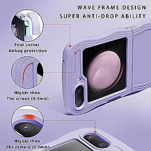 Eiavike Phone Case for Samsung Galaxy Z Flip 5 2023, Soft Silicone Solid Color Curly Wave Frame [with Non-Slip Hinge] Shockproof Protective Cover for Galaxy Z Flip 5 5G - Cream White