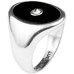 Lucky Brand Onyx Signet Ring,Silver,Size 7