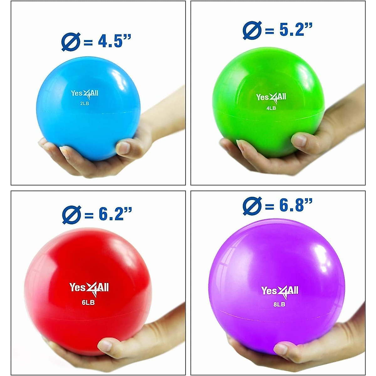 Yes4All Soft Weighted Toning Ball Smooth 2lb Pair