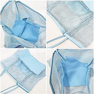 Women's Shoulder Handbag Mesh Handbag Summer Beach Tote Large Hobo Satchel Grocery Bags for Shopping Travel Outdoors, Light-Blue