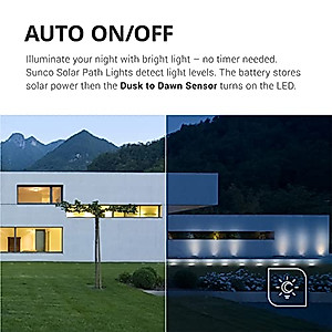 Sunco Solar Lights Outdoor Garden LED, Waterproof Landscape Pathway Light Fixture, Dusk to Dawn, Yard Patio Ground Lights, Deck, Cross Spike Stake, 12 Count (Pack of 1), 7000K Diamond White