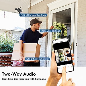 2 Pack GOAOFOEOI 1080P WiFi Full Metal Case Cameras for Home Security Outdoor Waterproof Bullet Camera Two-Way Audio, Motion Detection Alert, SD Card Cloud, Compatible with Alexa