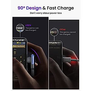 LISEN [3-Pack] 90-Degree USB-C Fast Charging Cables [6.6ft, 3.2A] -Never Rupture - Compatible with Samsung Galaxy S20/S10/S9/Note 10/9