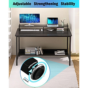 WOODYNLUX Computer Desk with Shelves, 43 Inch Gaming Writing Desk, Study PC Table Workstation with Storage for Home Office, Living Room, Bedroom, Metal Frame, White.