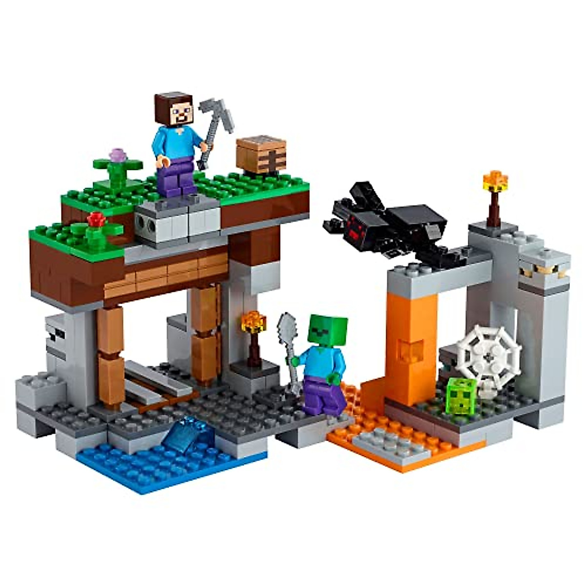 LEGO Minecraft The Abandoned Mine Building Toy, 21166 Zombie Cave with Slime, Steve & Spider Figures, Gift idea for Kids, Boys and Girls Age 7 Plus