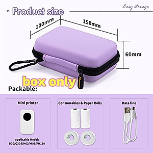 Phomemo Label Printer Case Compatible with Phomemo D30 D35 M02 M110 Label Printer, Mini Labeler Sticker Maker Storage Holder Also Fits for Tape Paper & USB Cable (Box Only),Purple