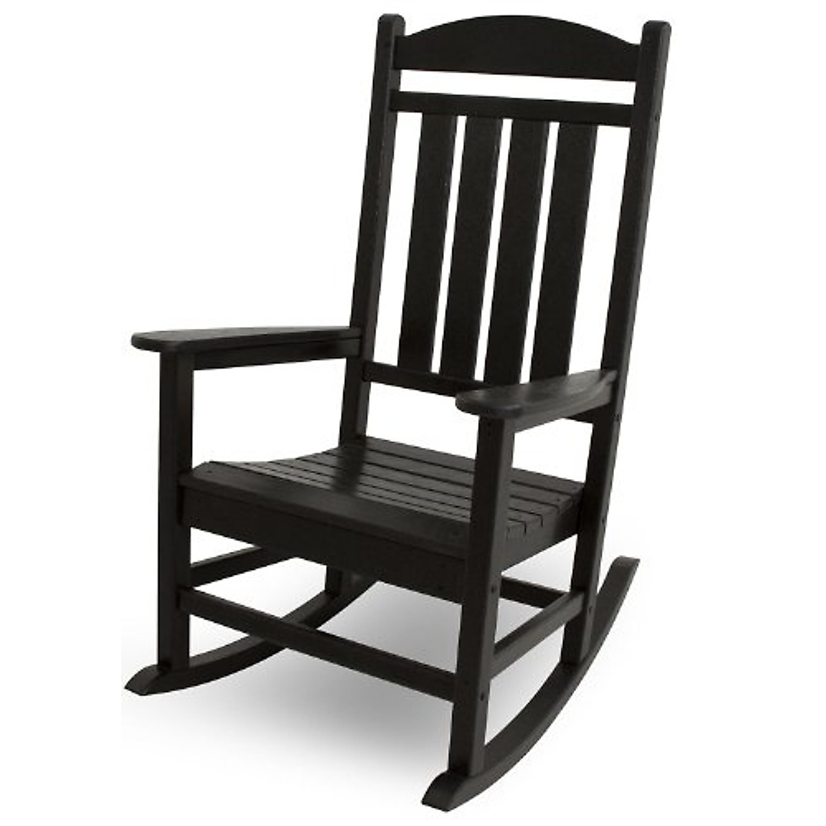 POLYWOOD R100BL Presidential Rocking Chair, Black & RST18BL Round 18" Side Table, Black