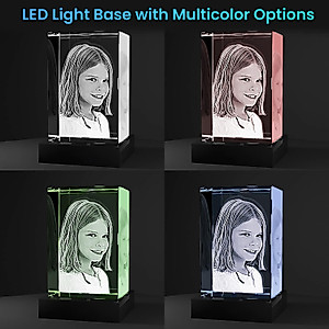 Personalized 3D Crystal Photo, Custom 3D Photo Crystal, Laser Photo Etched Engraved Inside The Crystal with Your Own Picture, 3D Picture Gift Idea, 3D Photo Engraved Crystal Gifts for Dad Father's Day