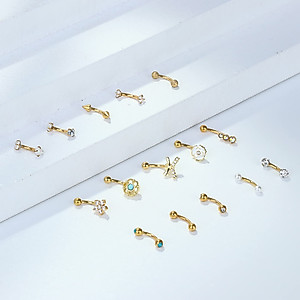 Drperfect Rook Daith Piercing Jewelry 16G Surgical Steel 6mm 8mm Curved Barbell Eyebrow Rings Helix Tragus Snug Lip Belly Button Piercing Daith Rook Earrings for Women Men