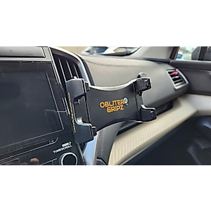 Obliter8 "Blue Steel" Multi-Attachment Smartphone/Tablet/Pad/Switch gaming system Travel Mount for In-Flight Airplane, Car Visor/Vent, Desktop, Traveling 360 degree rotation Ultra Durable and Secure