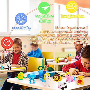 URSKYTOUS 60Pcs Animal Erasers Desk Pets for Kids Pencil Bulk Puzzle Erasers Toys Gifts for Classroom Prizes,Game Reward,Treasure Box,Easter Egg Fillers,Goodie Bag Stuffers,Party Favors