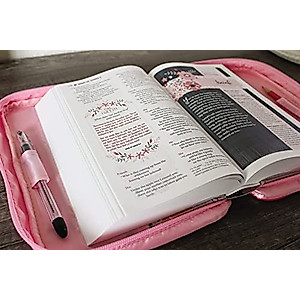 Princess Bible Cover for Girls, Zippered, with Handle, Canvas, Pink, Medium