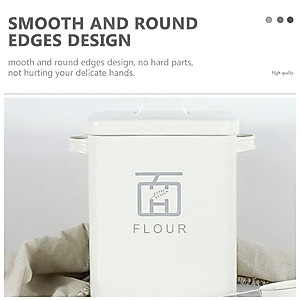 Cabilock Box Flour Bucket Iron White To Rotate Organizer Household