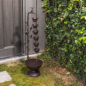 Alpine Corporation 38" Tall Indoor/Outdoor Hanging 6-Cup Tiered Floor Water Fountain, Bronze