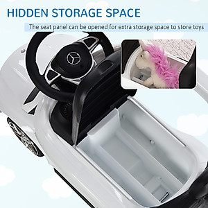 Aosom 3 in 1 Kids Ride on Push Car Stroller Sliding Walking Car for Toddler with Underneath Storage, Horn, Music, Working Steering Wheel, White
