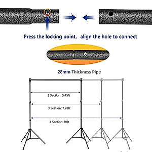 Aureday Backdrop Stand, 10FT Adjustable Photo Backdrop Stand for Parties, Heavy Duty Background Stand with Travel Bag, 6 Backdrop Clamps, 4 Crossbars, 2 Sandbags for Wedding/Decorations/Photoshoot