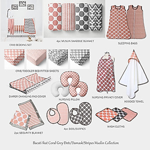 Bacati - 2 Pack Solid Girls 100% Cotton Percale Universal Baby US Standard Crib or Toddler Bed Fitted Sheets (Coral)