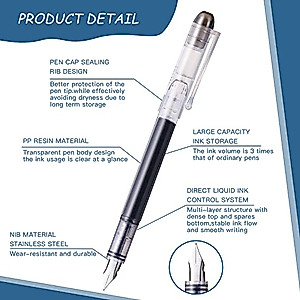 6 Pieces Multicolor Disposable Fountain Pens, Smooth-Writing Office Supplies for Sketching, Journaling, Calligraphy, Doodling and Holiday Christmas Gifts