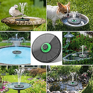 Yzert Solar Fountain Full Glass Black Panel No Battery, 3.5W Bird Bath Fountains Solar Power with 4 Fixed Rods & 7 Nozzles, Solar Fountain Pump for Bird Bath, Pool, Garden, Outdoor, Pond