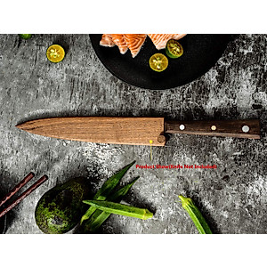 Aibote Handmade Natural Black Walnut Univeral Japanese Sashimi Knife Sheath Wooden Cover Chef Knives Cases Holders Protectors for Yanagiba Sujihiki Slicer (10.5 inch)