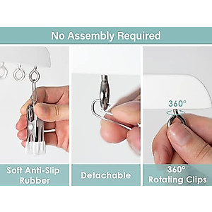 StorageWorks Hat Organizer, Hat Storage for Closet, Hat Racks for Baseball Caps, Set of 2 Cap Organizer with 10 Adjustable Stainless Steel Clips, Fits All Caps, White