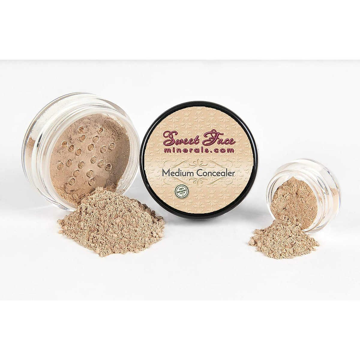 CONCEALER with BRUSH SET Full Size Mineral Makeup Powder Kit Sheer Bare Skin SPF 20 (Light Concealer)