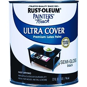 Rust-Oleum Painters Touch Ultra Cover Indoor and Outdoor Semi-Gloss Black Latex Paint 1 qt.