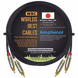 WORLDS BEST CABLES 3.5 Foot – High-Definition Audio Interconnect Cable Pair CUSTOM MADE using Mogami 2964 wire and Amphenol ACPR Die-Cast, Gold Plated RCA Connectors