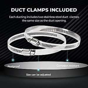 iPower 4 Inch 195 CFM Inline Fan Circulation Vent Blower, Air Carbon Filter, 8 Feet Ducting and 1-Pair Rope Combo for Grow Tent Ventilation, Low noise